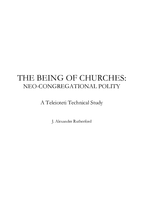 (PDF) The Being of Churches: A Neo Congregational Polity