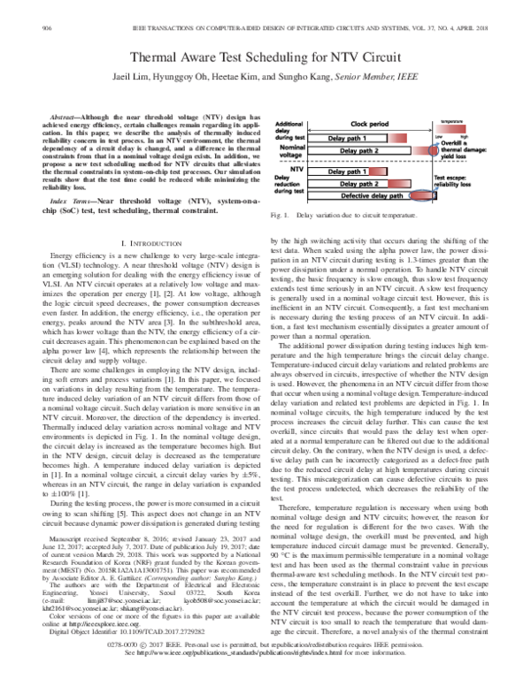 Pdf Thermal Aware Test Scheduling For Ntv Circuit