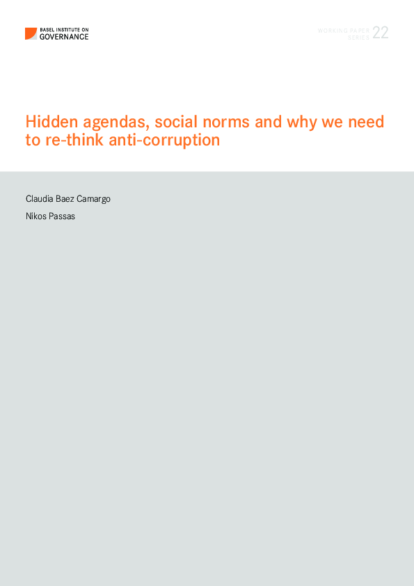 (PDF) Working Paper 22: Hidden agendas, social norms and why we need to re-think anti-corruption
