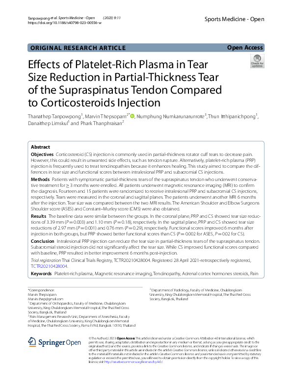 (PDF) Case Report: Platelet Rich Plasma Injection Used as Treatment of ...