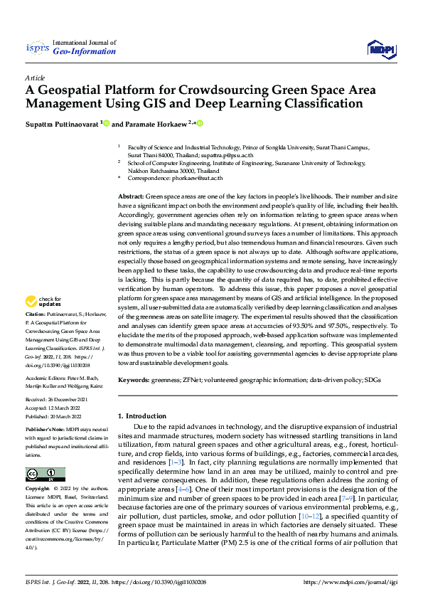 (PDF) A Geospatial Platform for Crowdsourcing Green Space Area ...