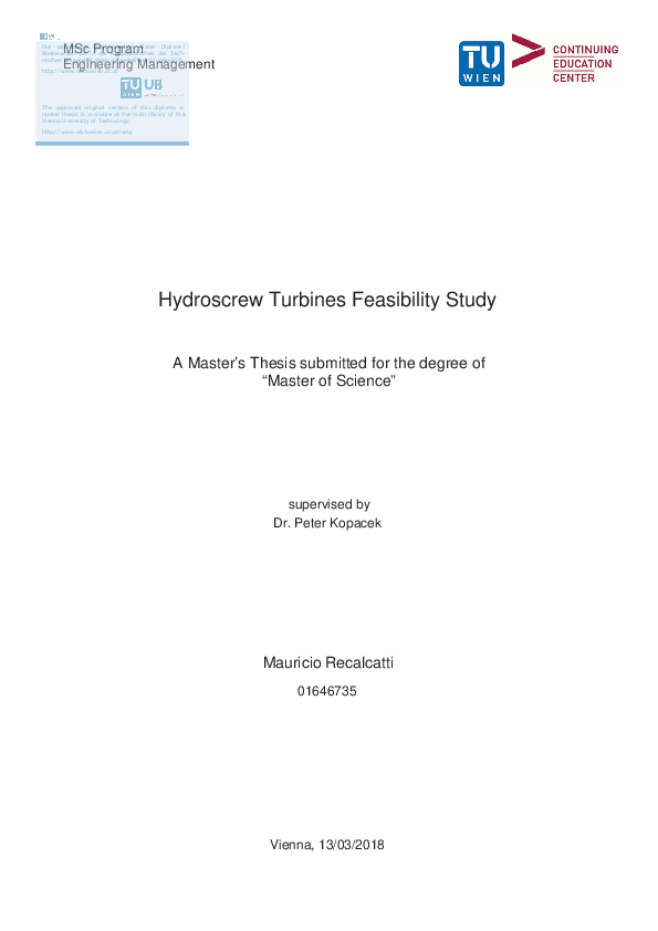 (PDF) Hydroscrew turbines feasibility study
