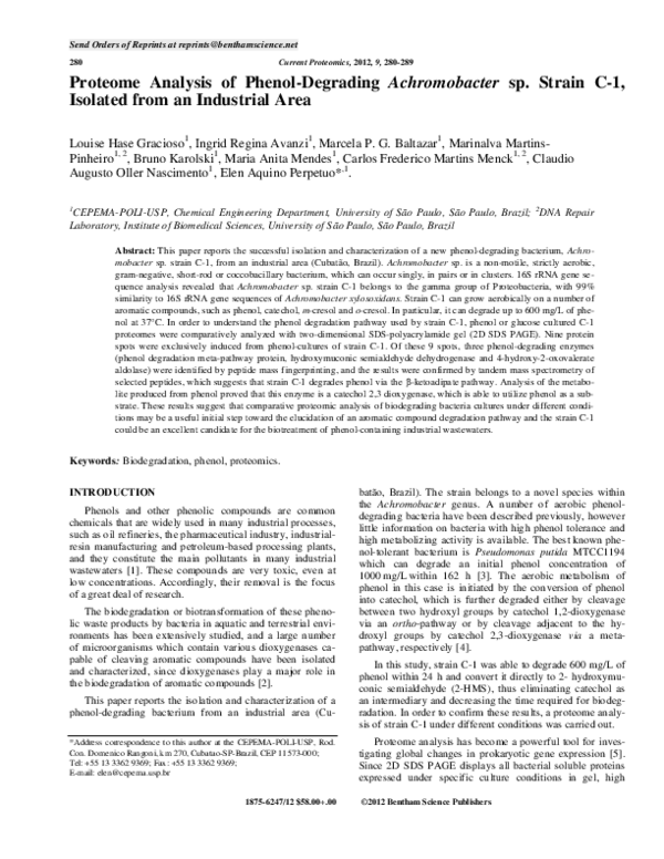 (PDF) Proteome Analysis of Phenol-Degrading Achromobacter sp. Strain C ...