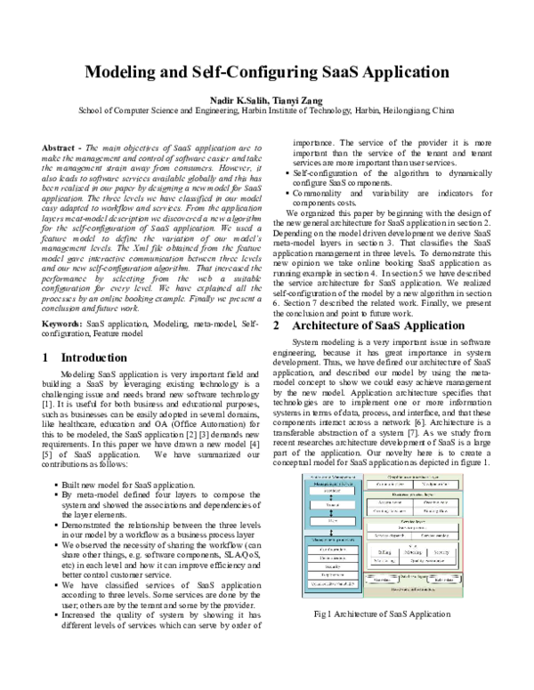 (PDF) Modeling and Self-Configuring SaaS Application