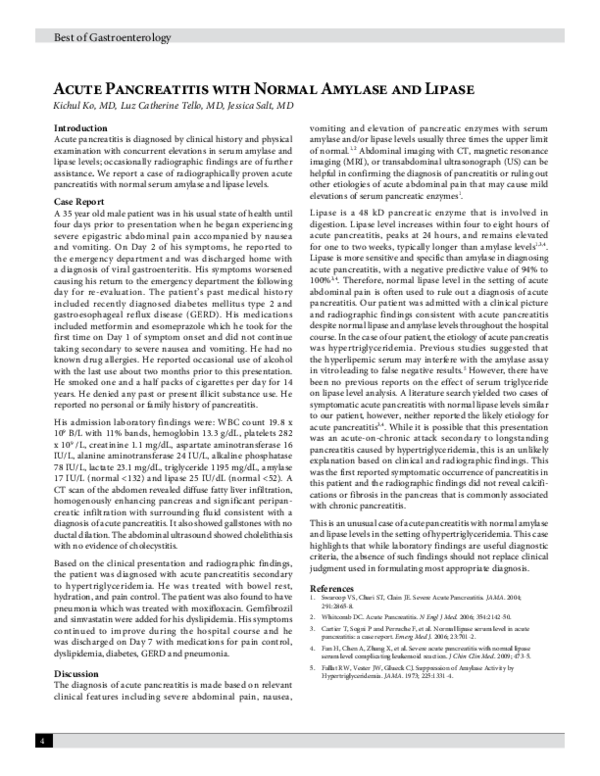 (PDF) Acute Pancreatitis with Normal Amylase and Lipase | Luz Tello ...