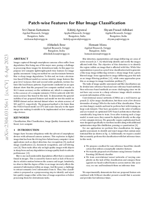 (PDF) Patch-wise Features for Blur Image Classification
