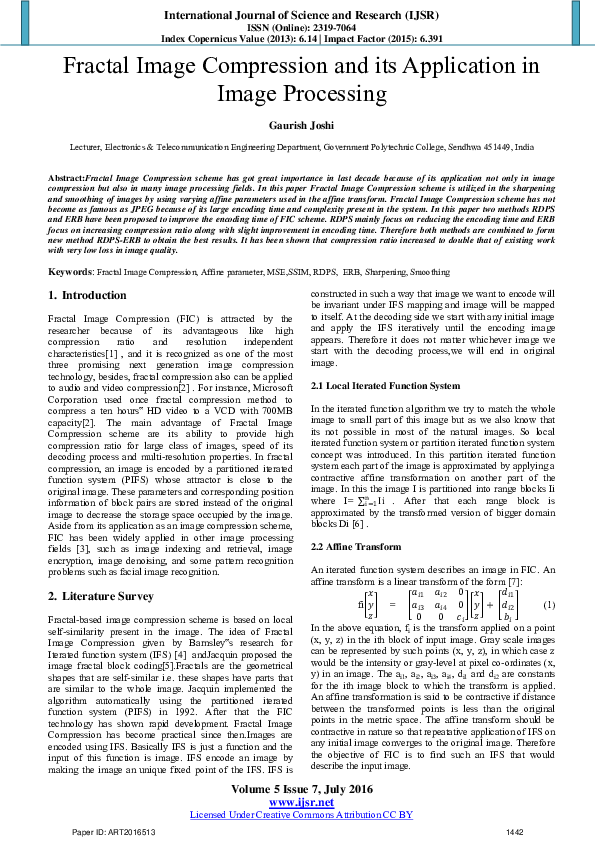 Pdf Fractal Image Compression And Its Application In Image Processing