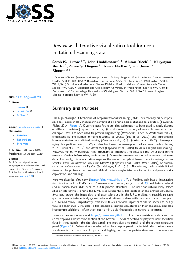(PDF) dms-view: Interactive visualization tool for deep mutational ...