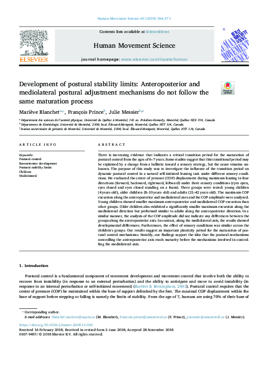 (PDF) Development of postural stability limits: Anteroposterior and mediolateral postural ...