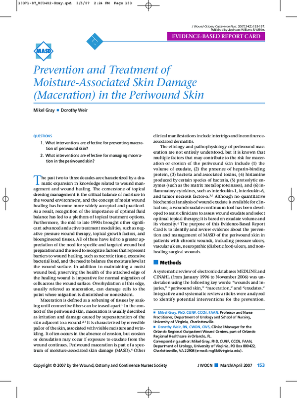 (PDF) Prevention and Treatment of Moisture-Associated Skin Damage ...