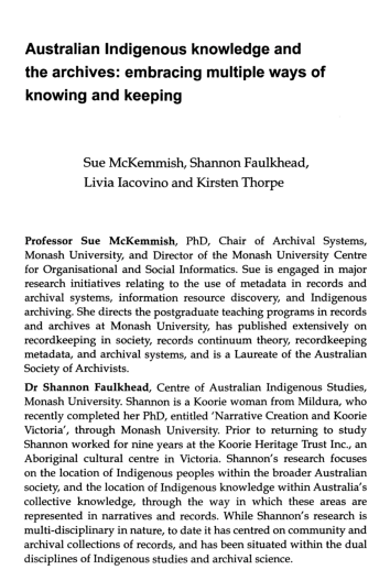 (PDF) Australian Indigenous knowledge and the archives: embracing ...