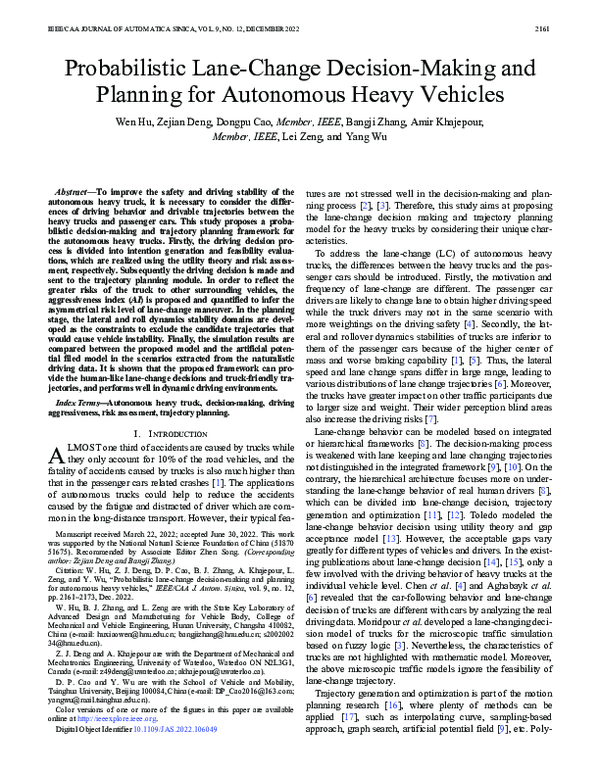 (PDF) Probabilistic Lane-Change Decision-Making and Planning for Autonomous Heavy Vehicles