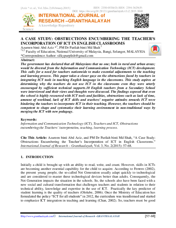 (PDF) A Case Study: Obstructions Encumbering the Teacher’s ...
