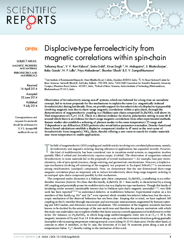 (PDF) Displacive-type ferroelectricity from magnetic correlations ...