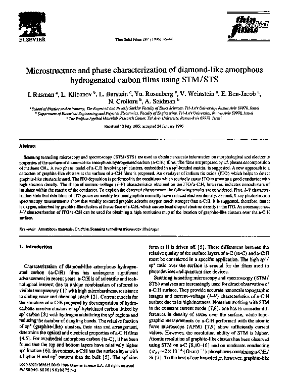 (PDF) Microstructure and phase characterization of diamond-like amorphous hydrogenated carbon ...