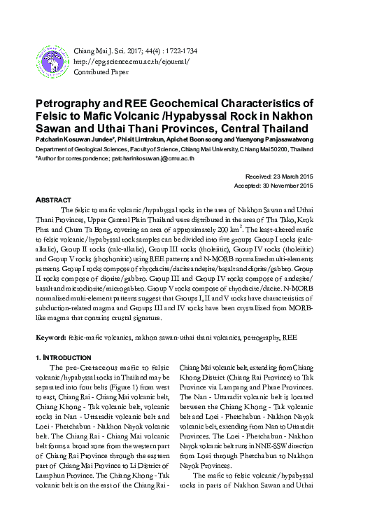 (PDF) Petrography and REE Geochemical Characteristics of Felsic to ...