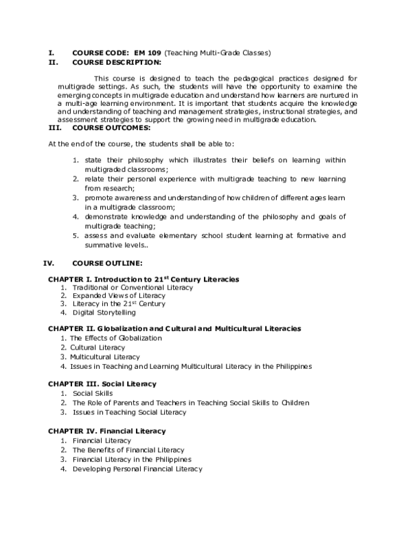 (PDF) Module on Teaching Multi Grade Education