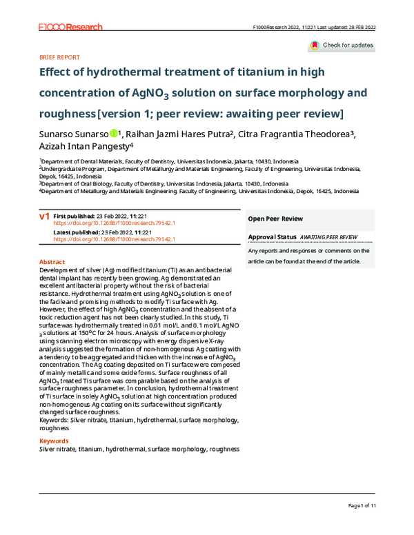 (PDF) Effect of hydrothermal treatment of titanium in high ...