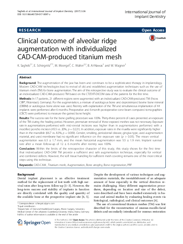 (PDF) Clinical outcome of alveolar ridge augmentation with individualized CAD-CAM-produced ...
