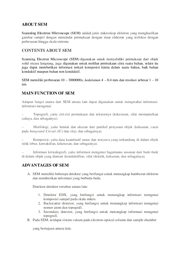 Pdf Scanning Electron Microscope Sem