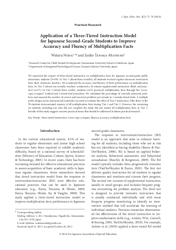 (PDF) Application of a Three-Tiered Instruction Model for Japanese ...