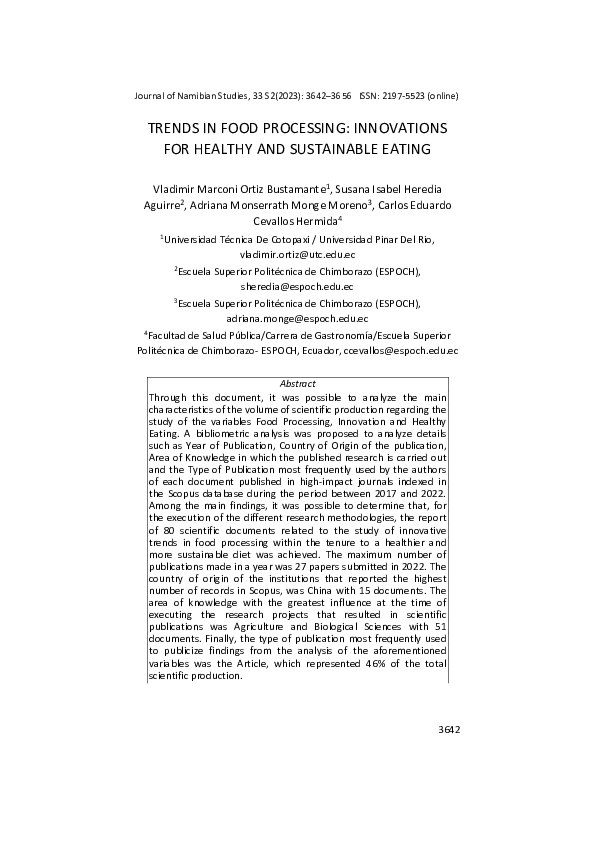 (PDF) Trends in Food Processing: Innovations for Healthy and ...