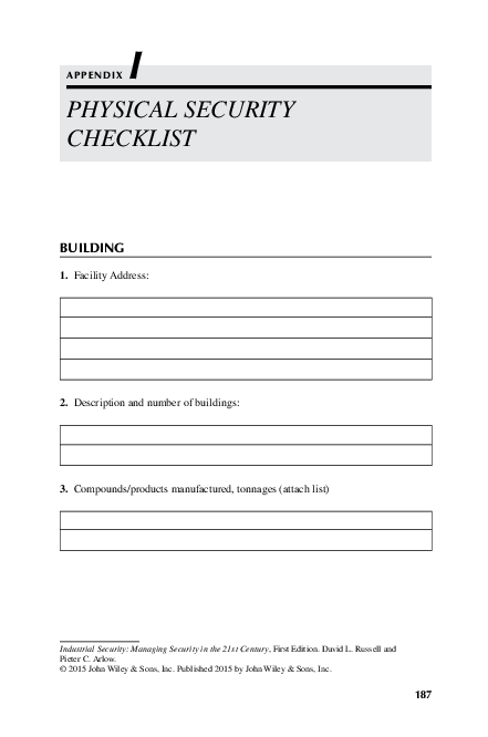 (PDF) Appendix I Physical Security Checklist | David L Russell ...