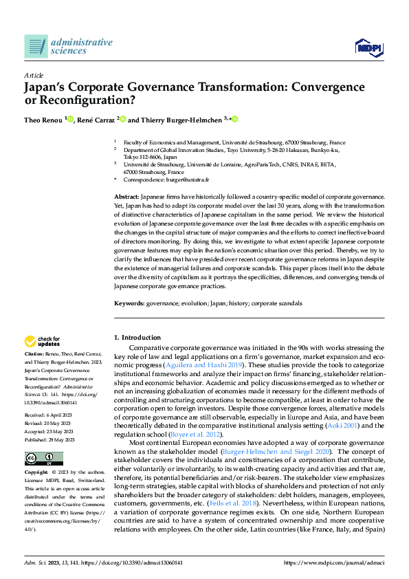 (PDF) Japan's Corporate Governance Transformation: Convergence or ...