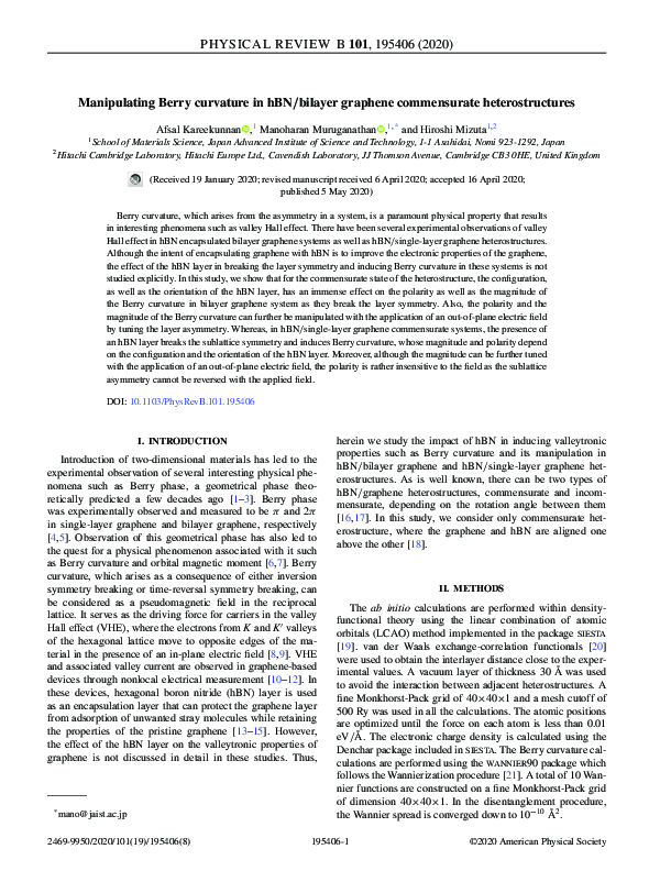 (PDF) Manipulating Berry curvature in hBN/bilayer graphene commensurate ...