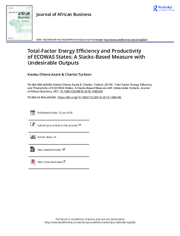 (PDF) Total-Factor Energy Efficiency and Productivity of ECOWAS States ...