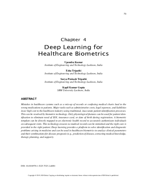 (PDF) Deep Learning for Healthcare Biometrics