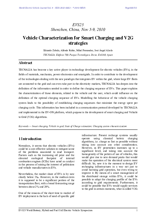 (PDF) Vehicle Characterization for Smart Charging and V2G strategies