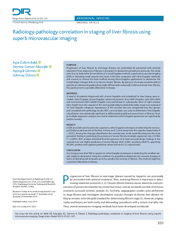 (PDF) Radiology-pathology correlation in staging of liver fibrosis using superb microvascular ...
