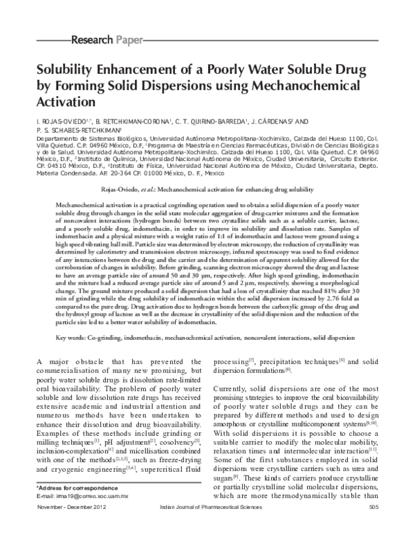 (PDF) Solubility enhancement of a poorly water soluble drug by forming solid dispersions using ...