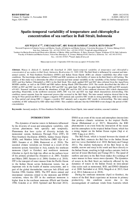 (PDF) Spatio-temporal variability of temperature and chlorophyll-a concentration of sea surface ...