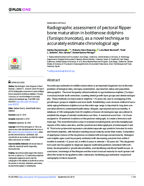 (PDF) Radiographic assessment of pectoral flipper bone maturation in ...
