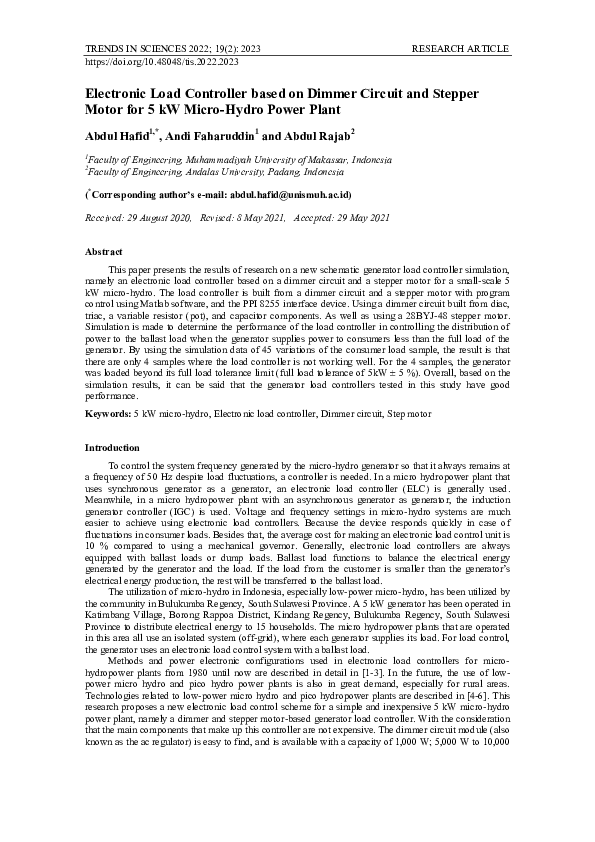 (PDF) Electronic Load Controller based on Dimmer Circuit and Stepper ...