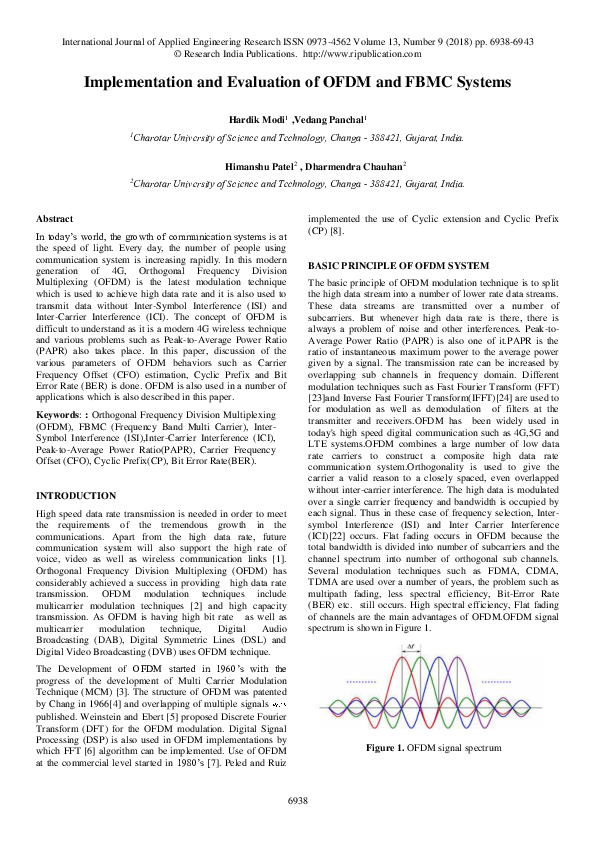 (PDF) Implementation and Evaluation of OFDM and FBMC Systems ...