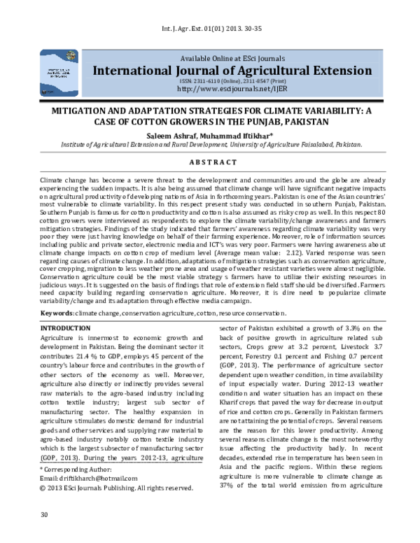 (PDF) Cotton Growers' Strategies Against Climate Change
