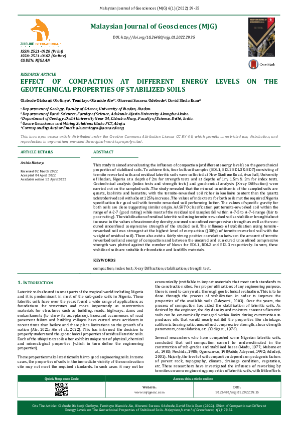(PDF) Effect of Compaction at Different Energy Levels on the ...