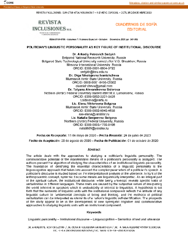 (PDF) Politician's Linguistic Personality as Key Figure of ...