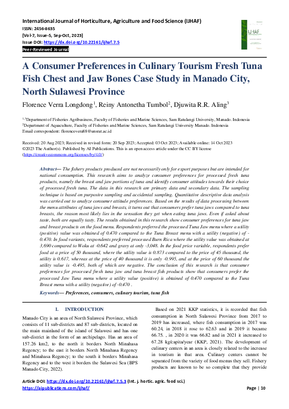 (PDF) A Consumer Preferences in Culinary Tourism Fresh Tuna Fish Chest ...