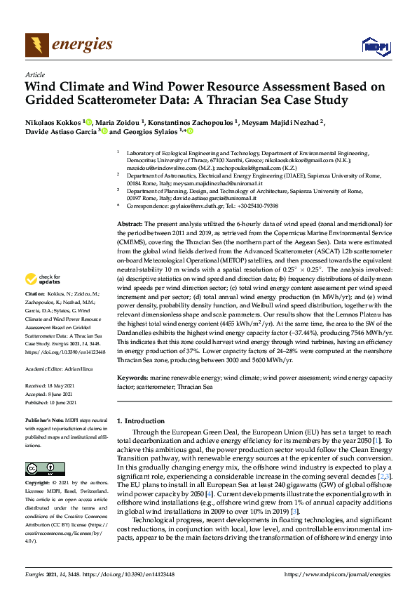 (PDF) Wind Climate and Wind Power Resource Assessment Based on Gridded ...