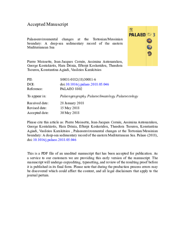 (PDF) Palaeoenvironmental changes at the Tortonian/Messinian boundary ...