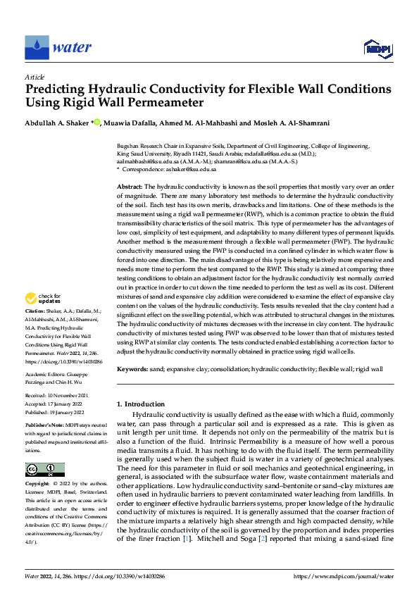 (PDF) Predicting Hydraulic Conductivity for Flexible Wall Conditions ...