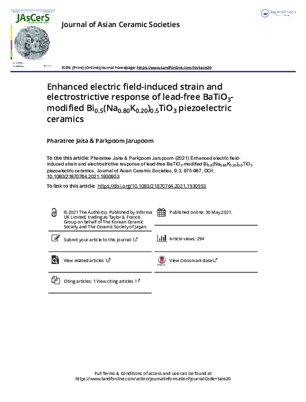 (PDF) Enhanced electric field-induced strain and electrostrictive ...