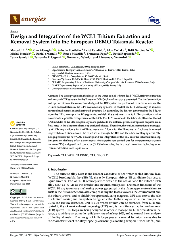 (PDF) Design and Integration of the WCLL Tritium Extraction and Removal System into the European ...