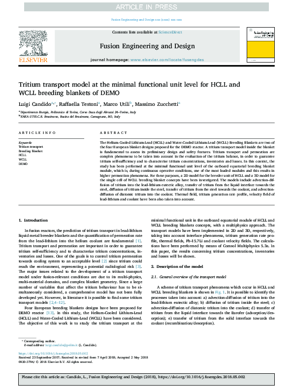 (PDF) Tritium transport model at the minimal functional unit level for ...