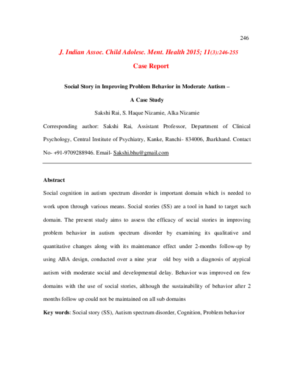 (PDF) Social Story in Improving Problem Behavior in Moderate Autism - A ...