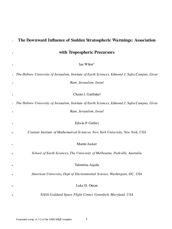 (PDF) The Downward Influence of Sudden Stratospheric Warmings ...